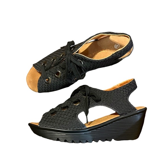 bernie mev. | Shoes | Bernie Mev Marcelo Lace Up Black Wedge Sandals ...
